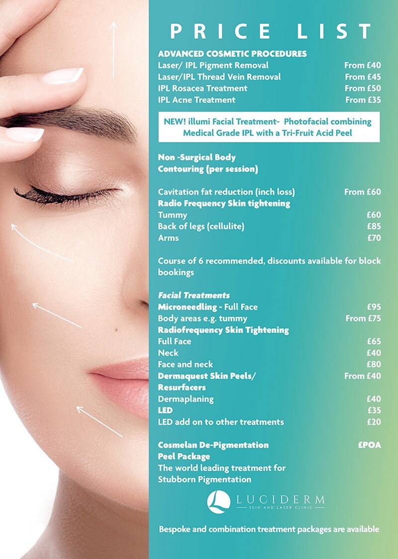 Price List Luciderm Aesthetics